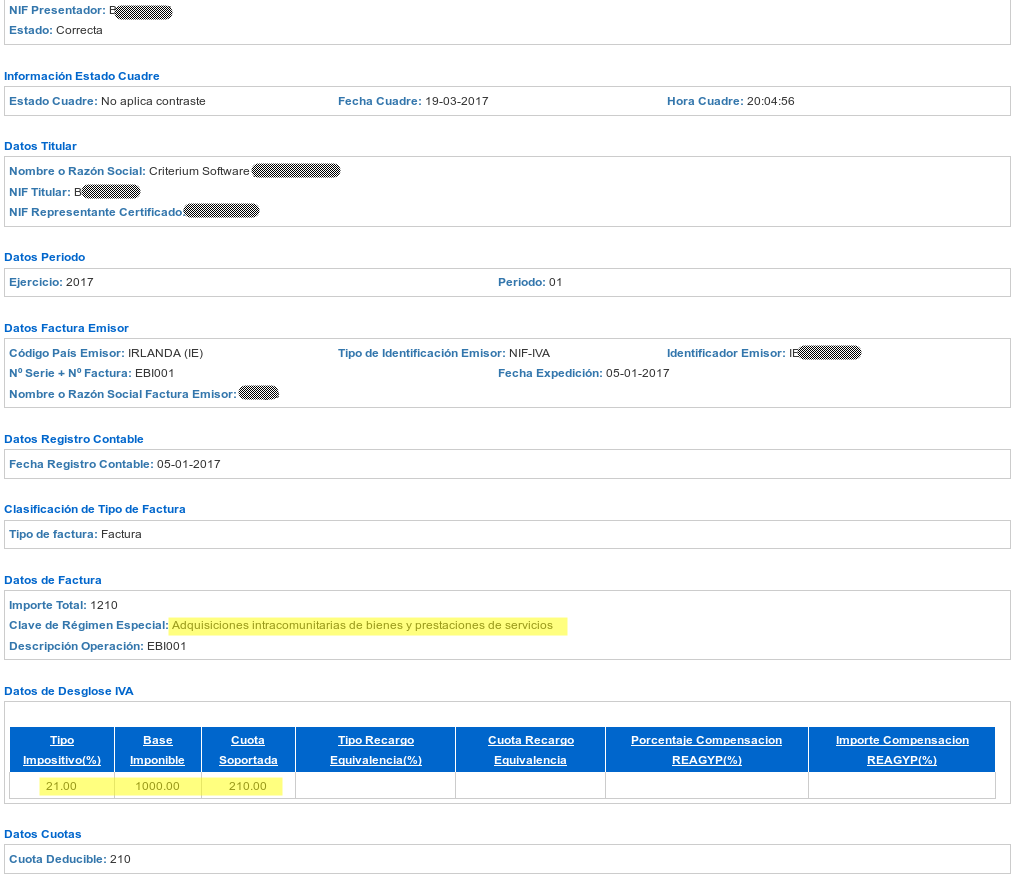Ejemplos de facturas recibidas en SII | Criterium Software y Servicios Ejemplos de facturas recibidas en SII | Criterium Software y Servicios